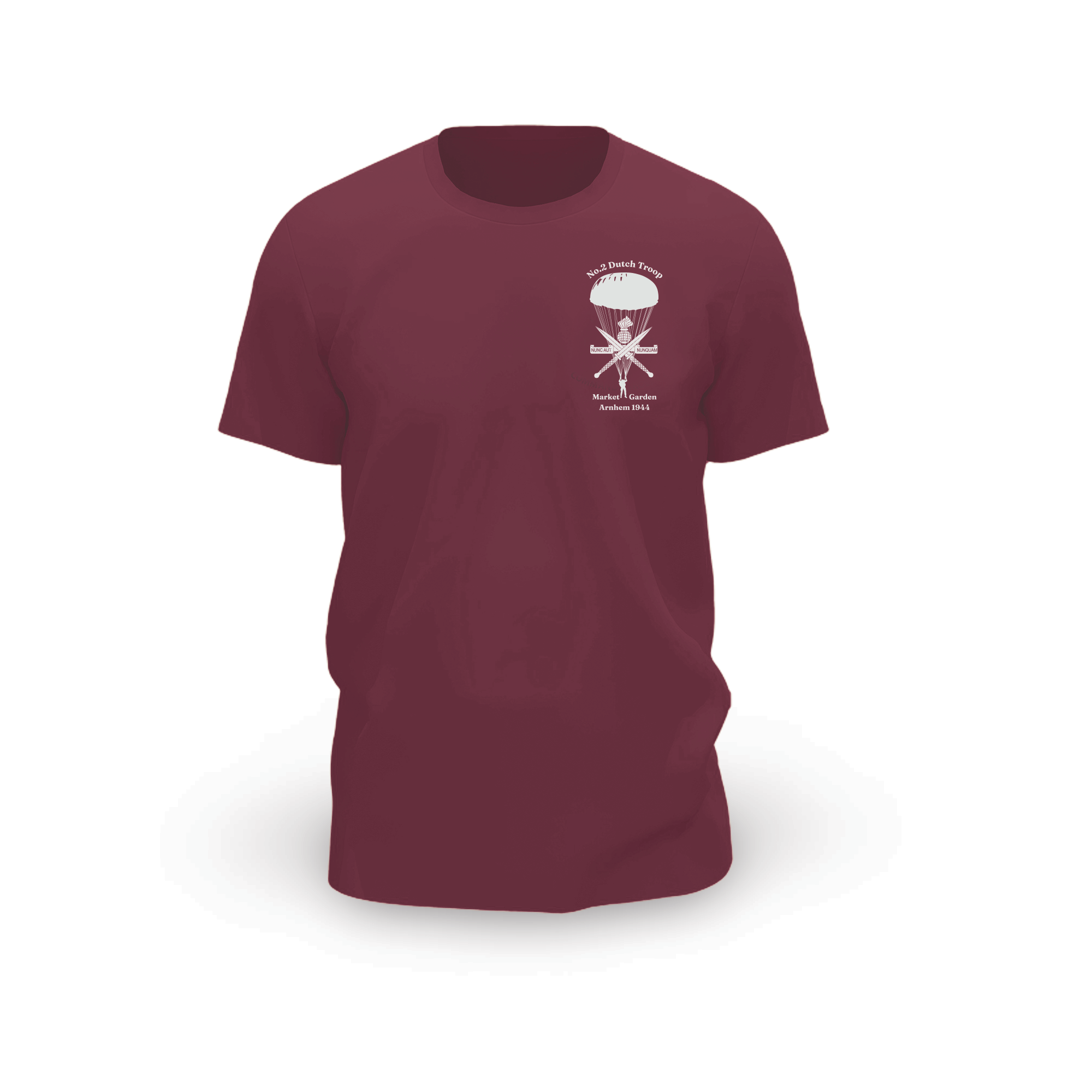 KCT / Market Garden T-shirt – Maroon, met uniek parachutist logo